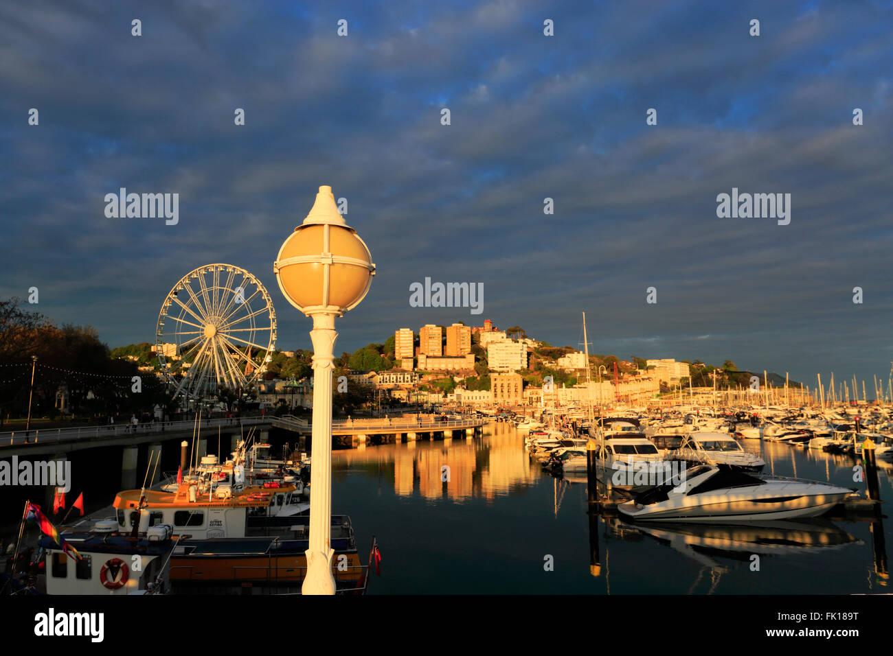 Summer Sunset over Torquay harbour, Torbay, English Riviera, Devon ...