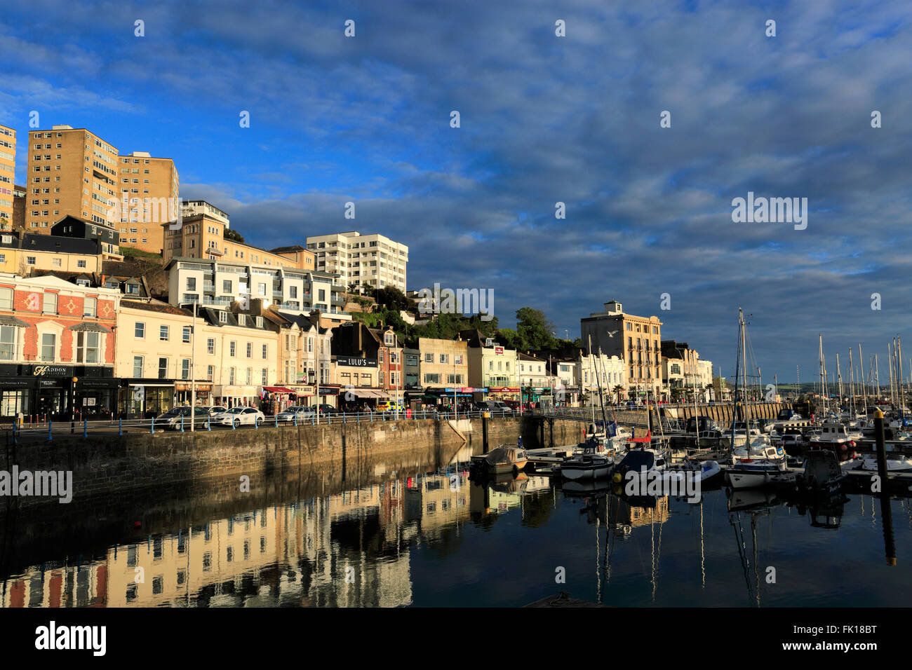 Summer Sunset over Torquay harbour, Torbay, English Riviera, Devon ...