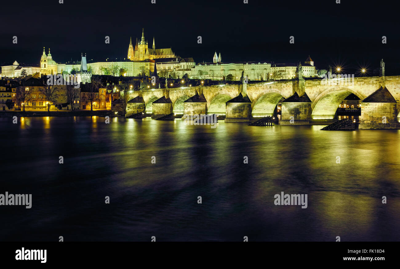 Charles Bridge, Hradcany, Mala strana, st. Vitus Cathedral and Vltava ...