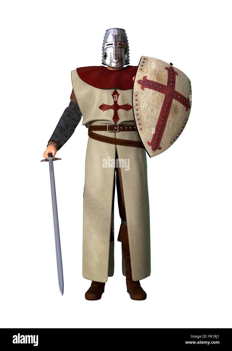 Digital render of a medieval knight isolated on white background Stock ...