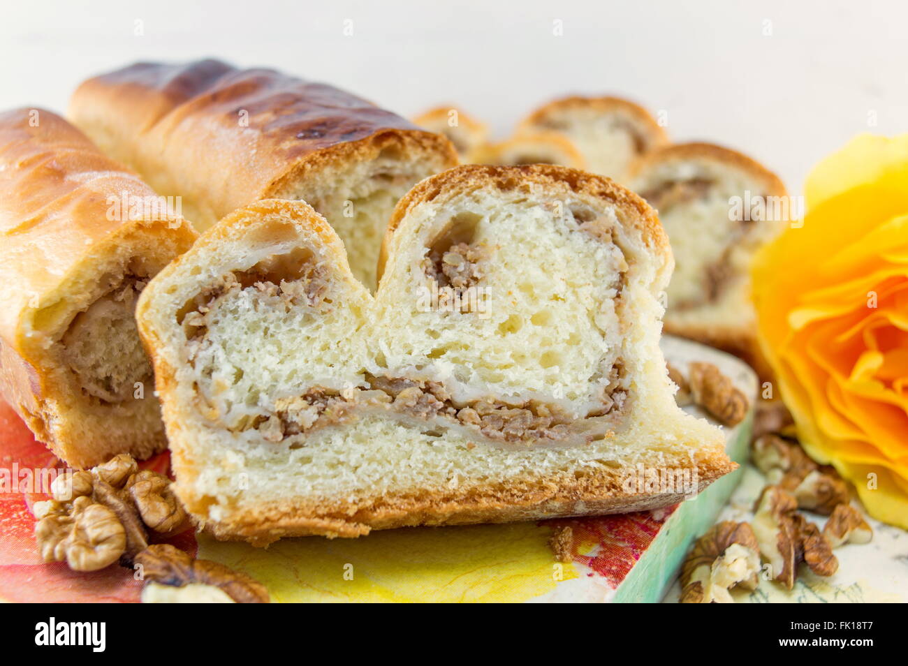 walnut strudel close up Stock Photo - Alamy