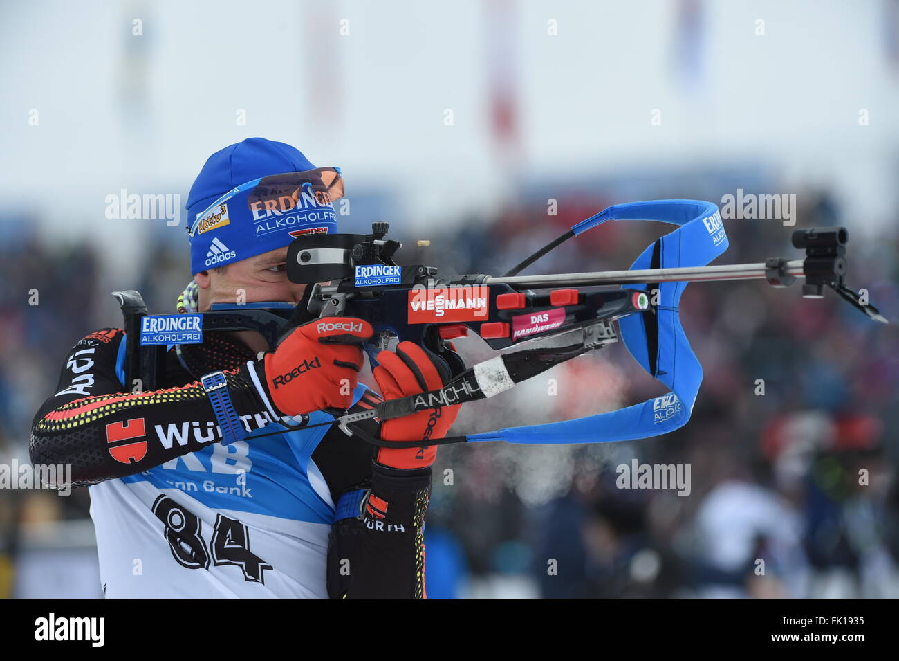 Germany's Simon Schempp at the shooting range during the sprint ...