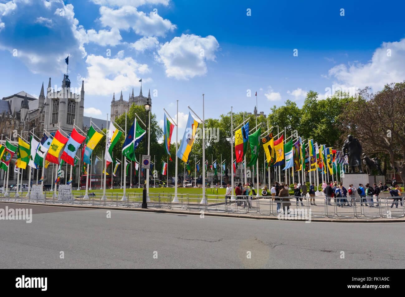 Flags at parliament square hi-res stock photography and images - Alamy