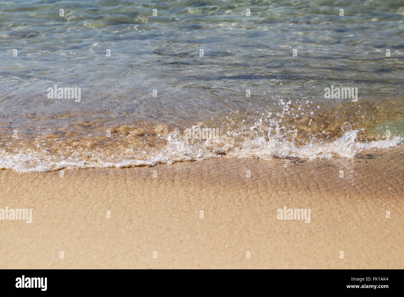 Closeup sea waves coming on beach at sunset light Stock Photo - Alamy