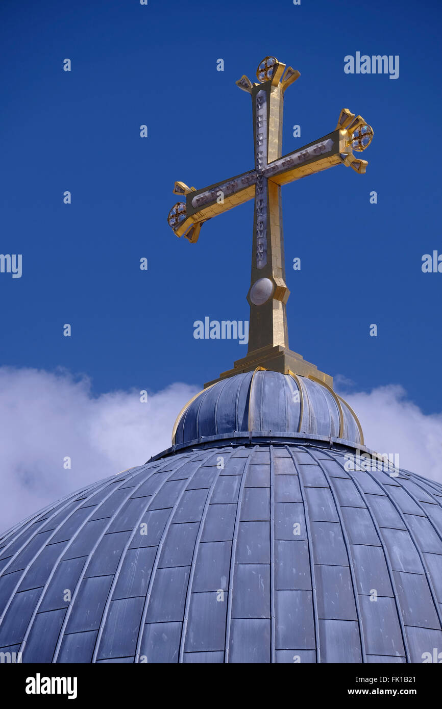 The silver gray dome of the Church of Holy Sepulchre in the Christian ...