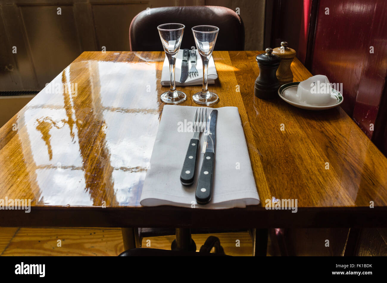 Table for two in little restaurant Stock Photo - Alamy