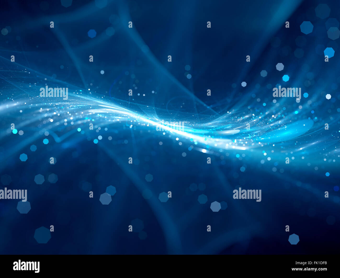 Blue glowing new technology flow in space, computer generated abstract ...