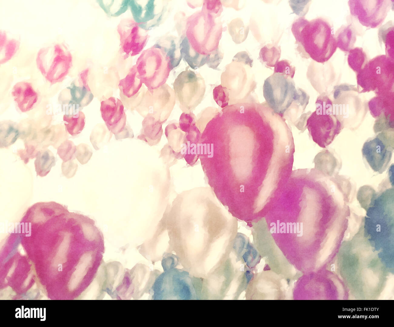 Group of multi color party balloons on white background Stock Photo - Alamy