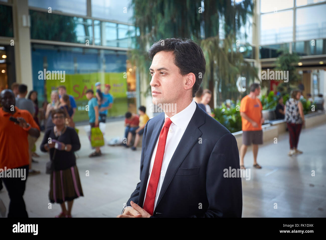 Ed Milliband during a visit to the Centre:MK shopping centre Stock ...