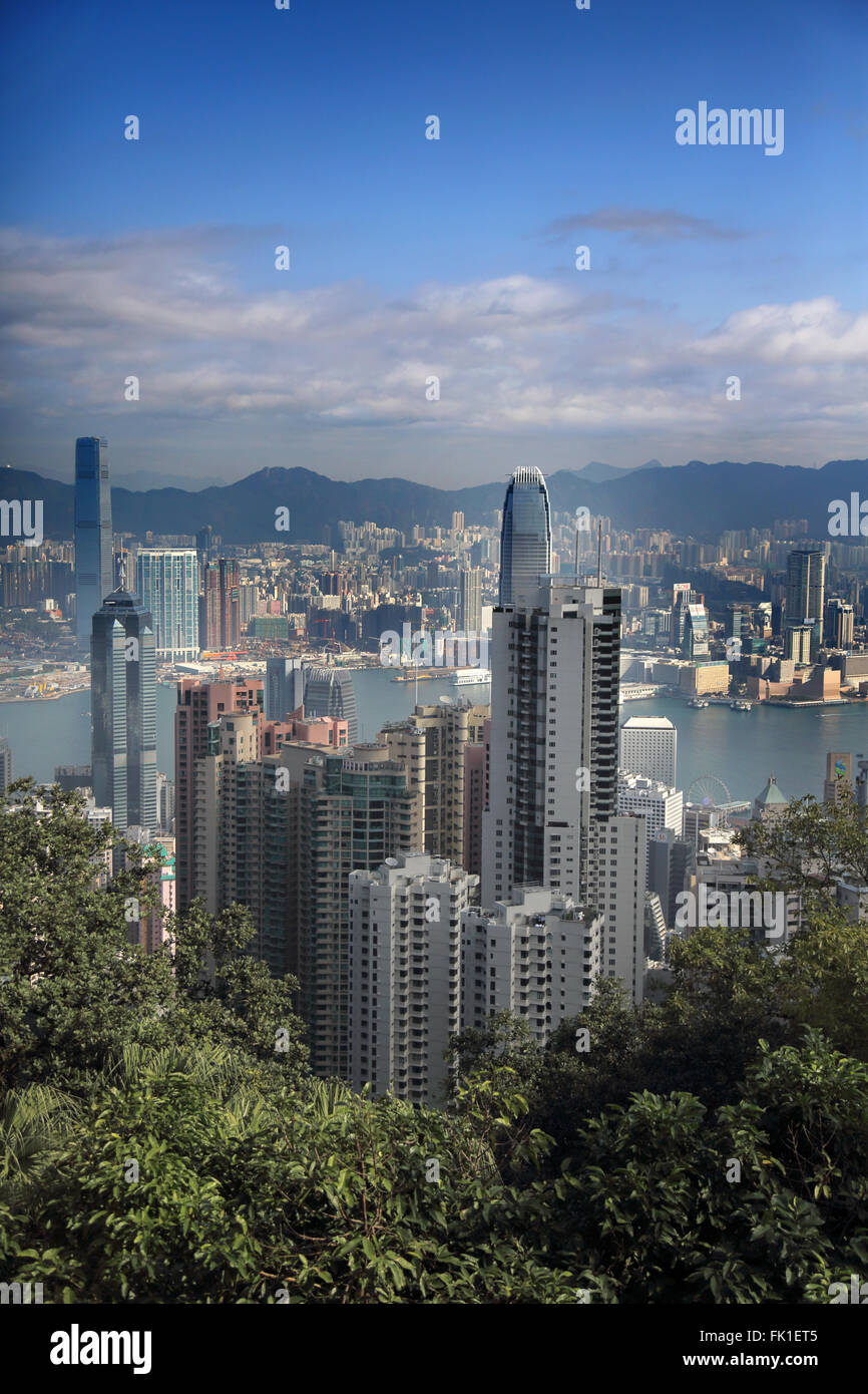 views of victoria harbour and the many high rise buildings from the ...