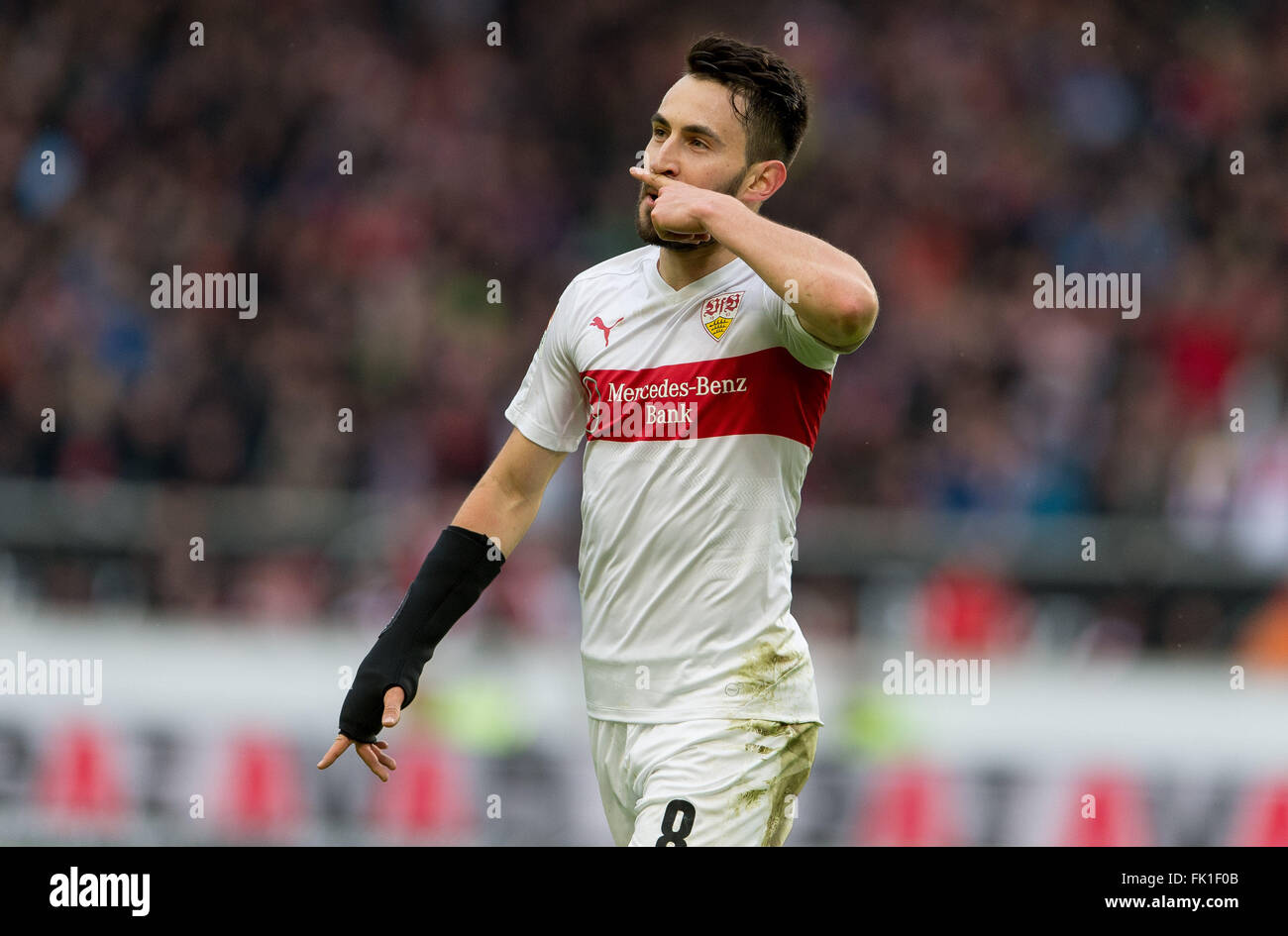 Stuttgart's Lukas Rupp celebrates his 2-0 goal during the German ...