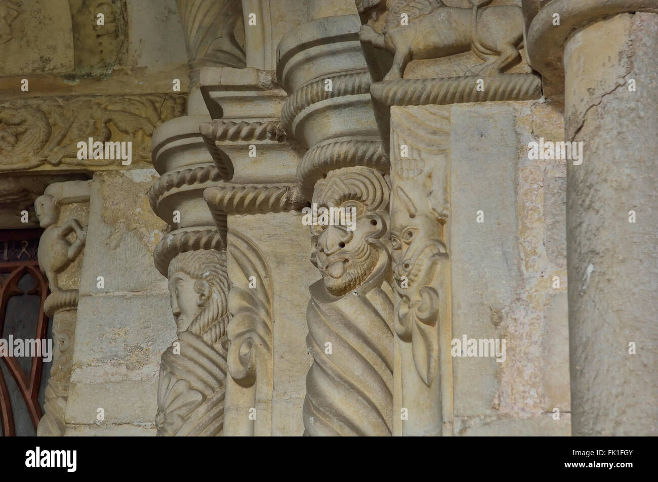 Grotesques from the Romanesque church portal, c. 1170. Millstatt Abbey ...