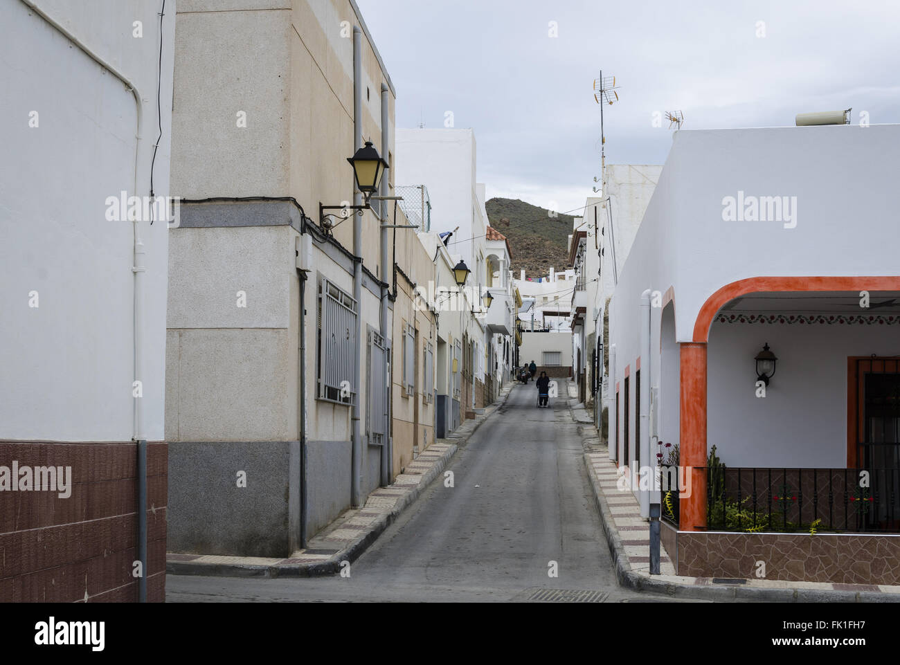 A street view in Carboneras village, Almería province, Spain Stock ...