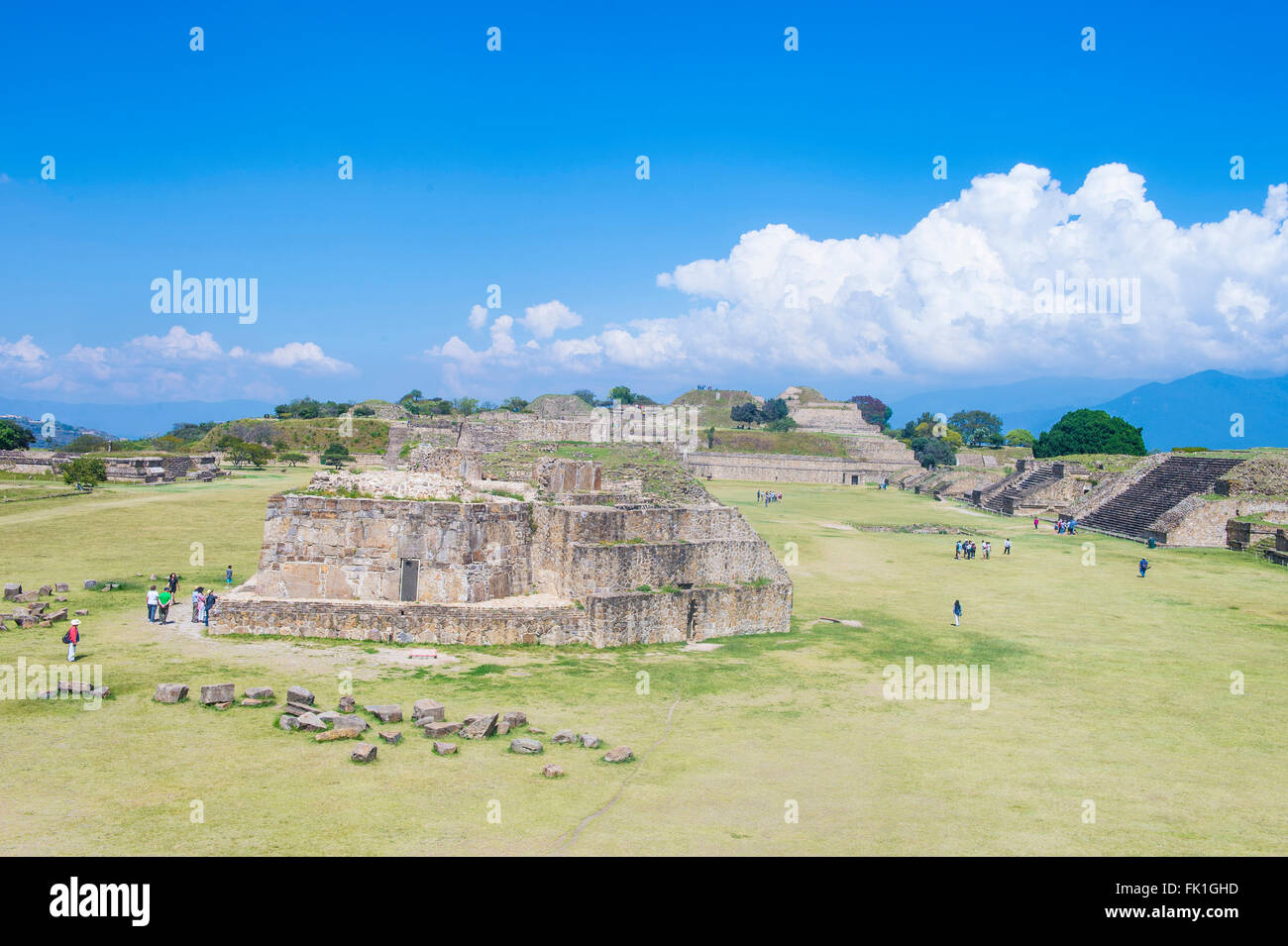 The ruins of the Zapotec city of Monte Alban in Oaxaca, Mexico Stock ...