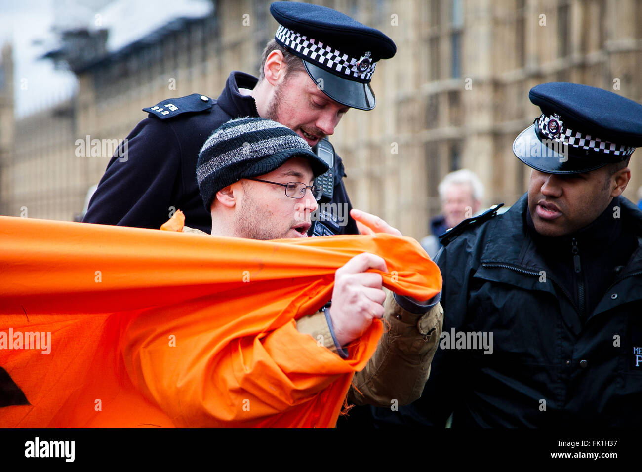 Parliament Square, Westminster, London, UK March 2016 - Police officers ...
