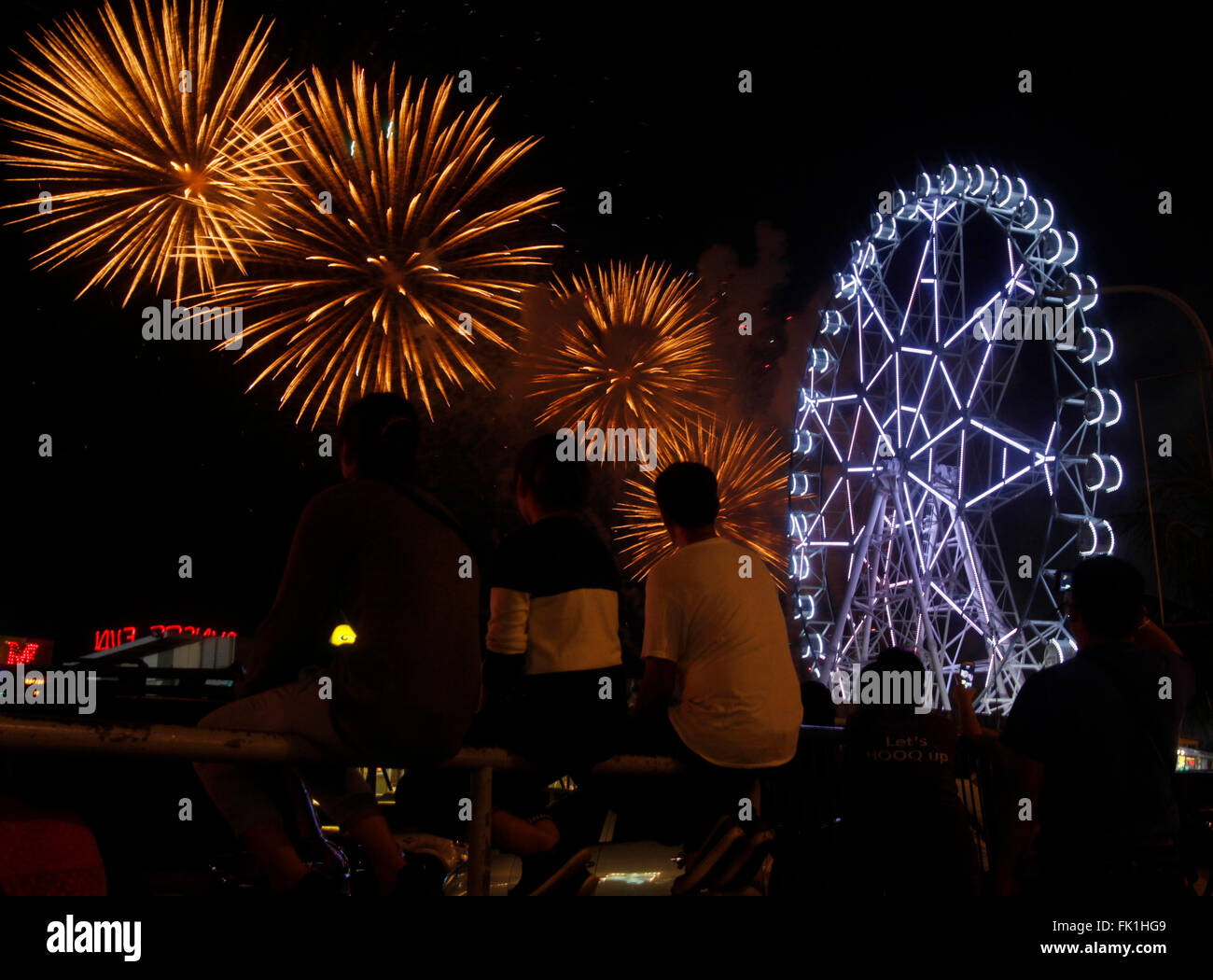 Pasay, Philippines. 05th Mar, 2016. Filipinos watch the fireworks ...