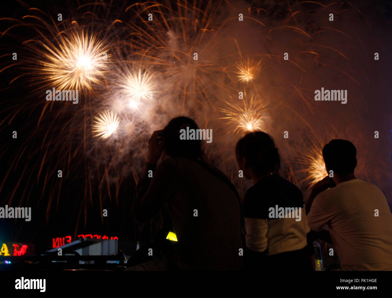 Pasay, Philippines. 05th Mar, 2016. Filipinos watch the fireworks ...