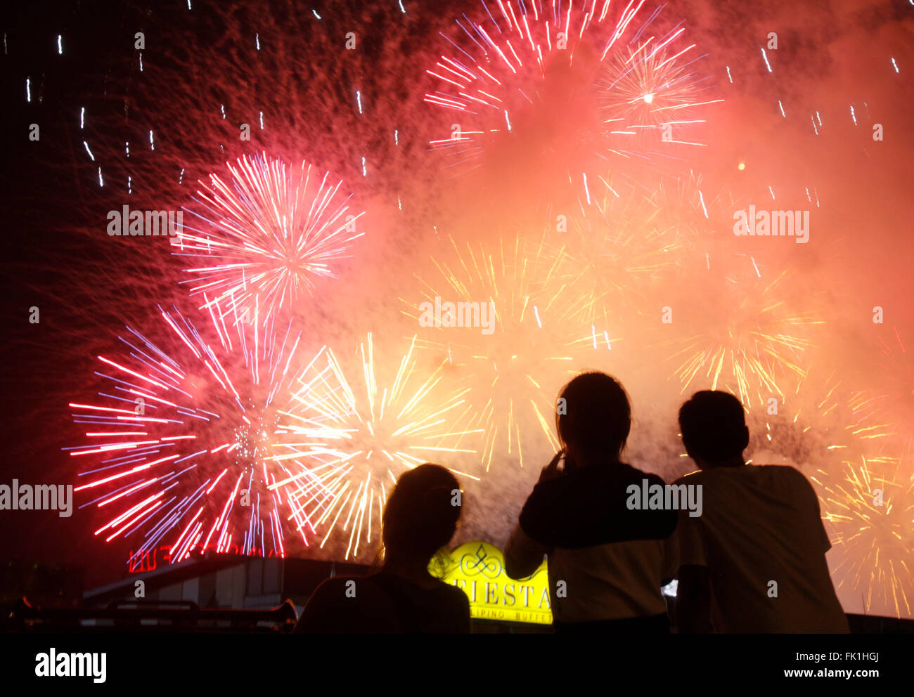 Pasay, Philippines. 05th Mar, 2016. Filipinos watch the fireworks ...