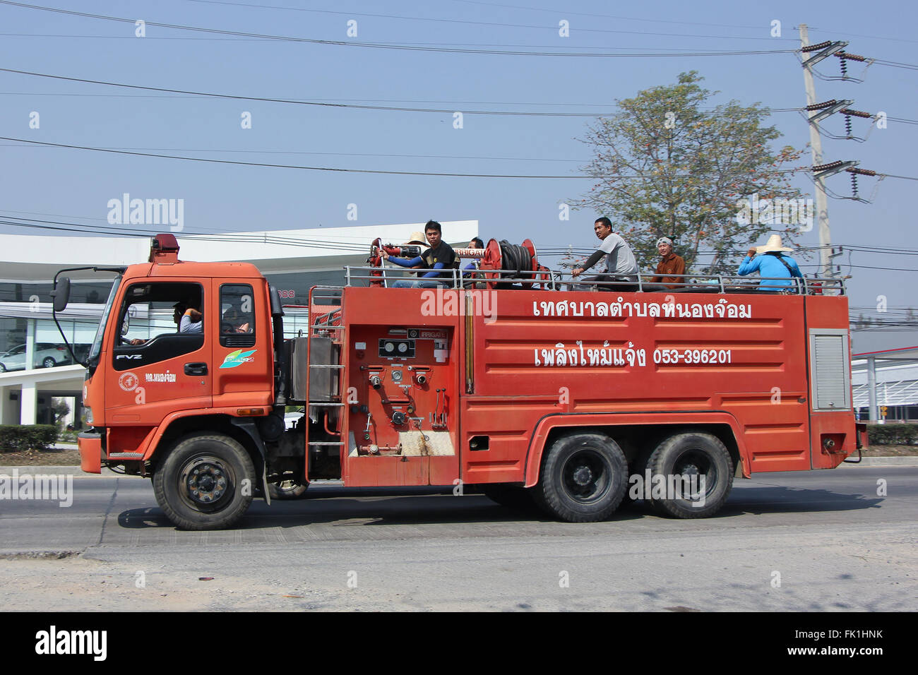 CHIANGMAI, THAILAND -FEBRUARY 12 2016: Fire truck of Nongjom ...