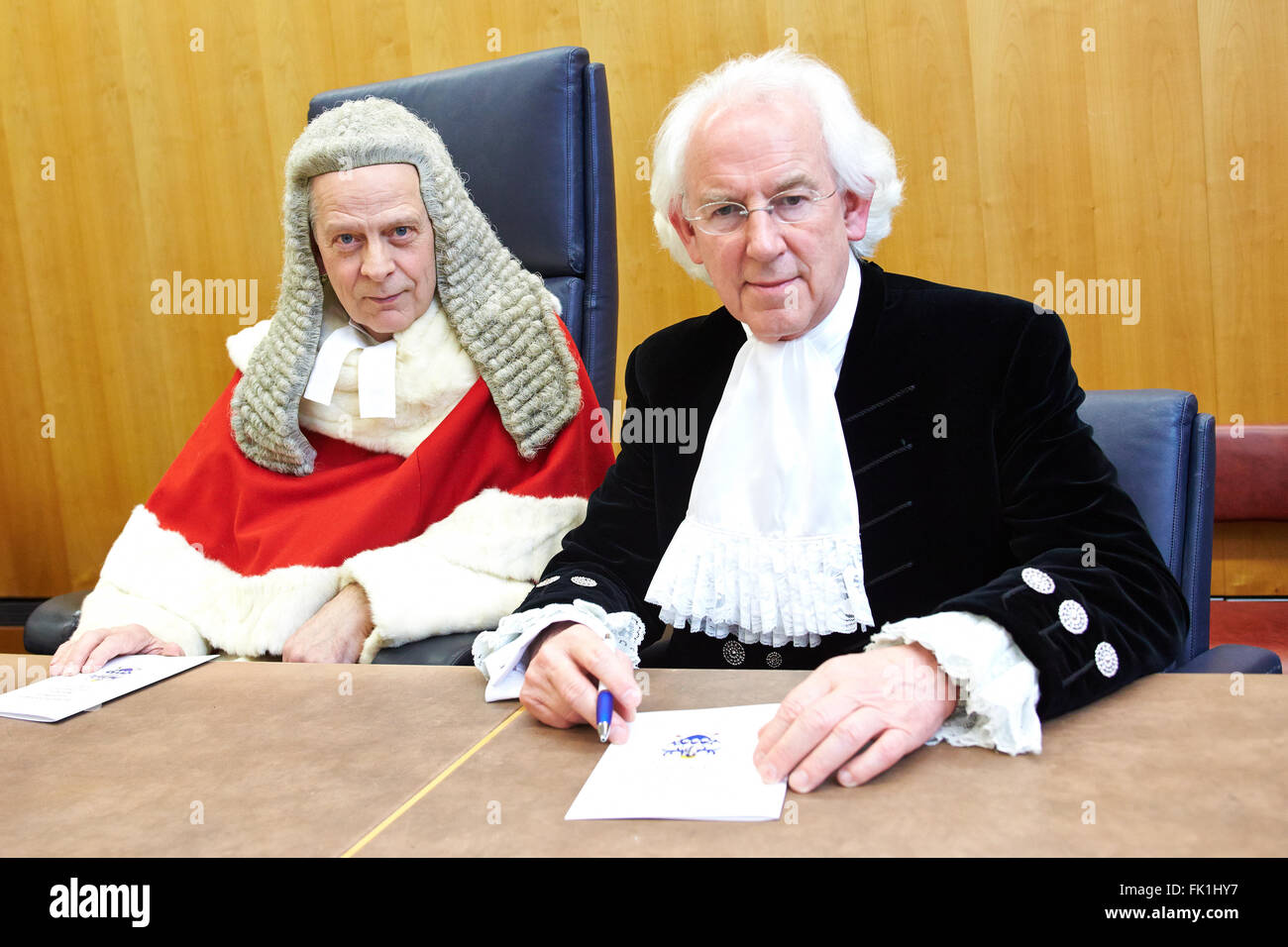New High Sheriff Tony Stratton (R) being sworn in at Oxford Crown Court ...