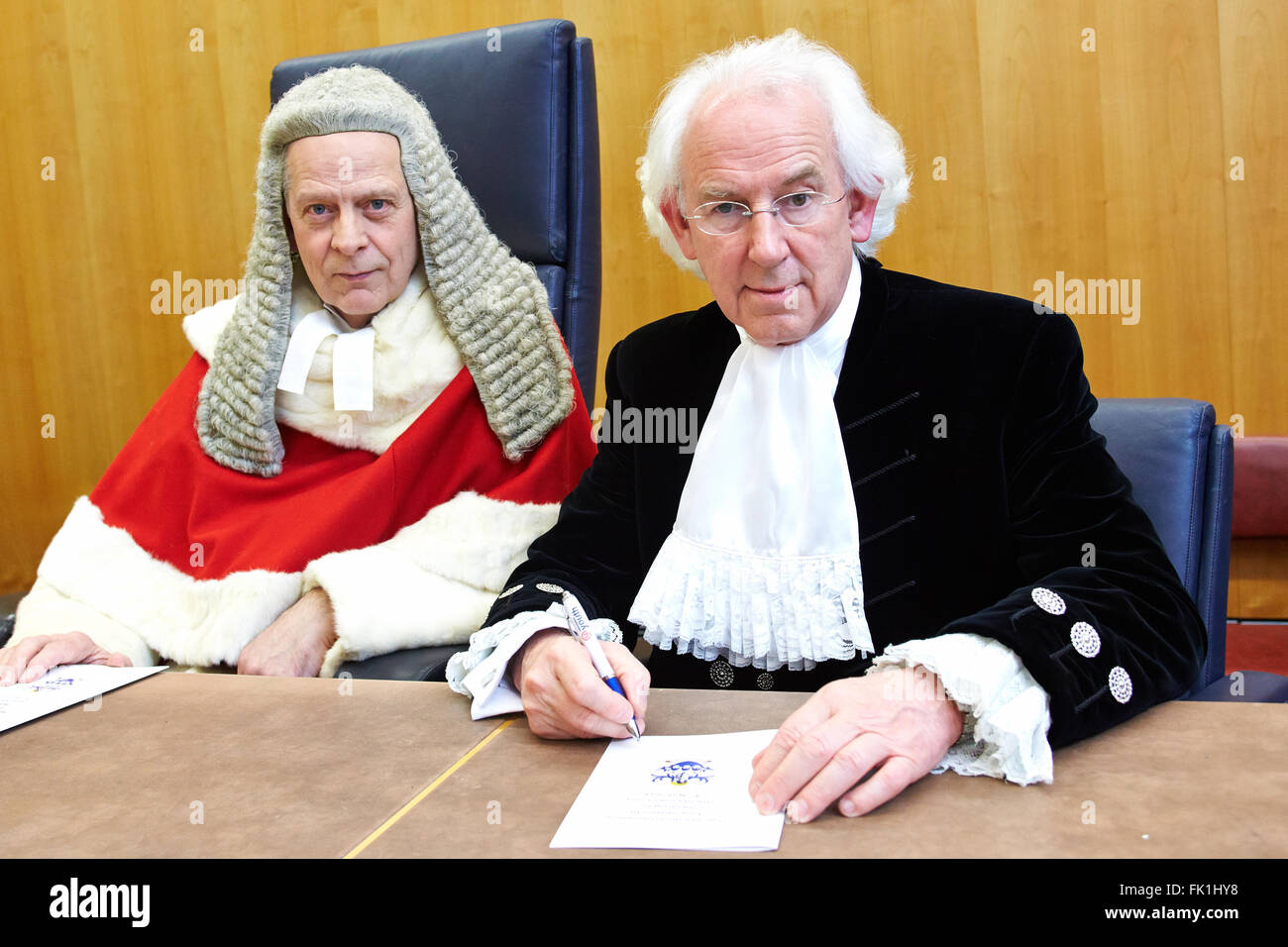 New High Sheriff Tony Stratton (R) being sworn in at Oxford Crown Court ...