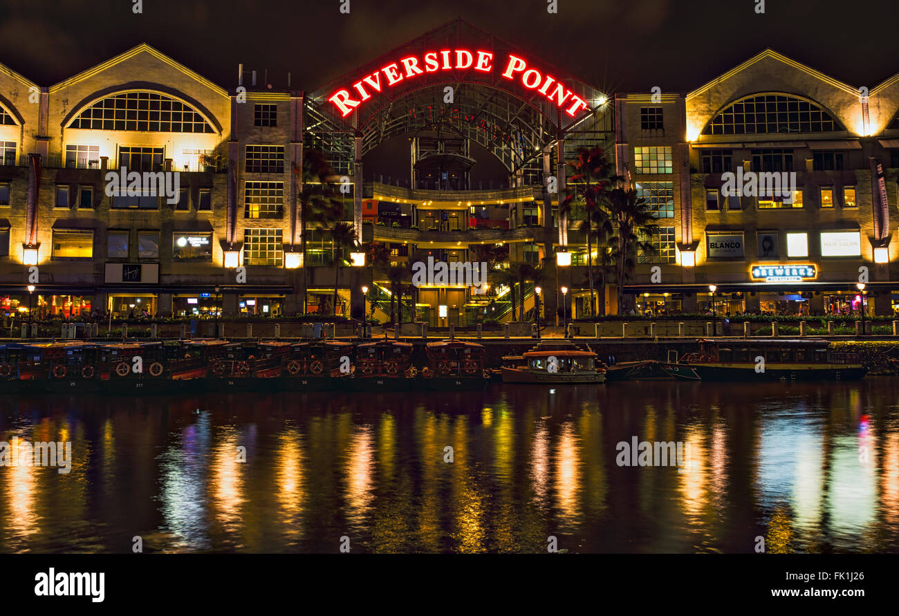 Riverside Point by night, Singapore Stock Photo - Alamy