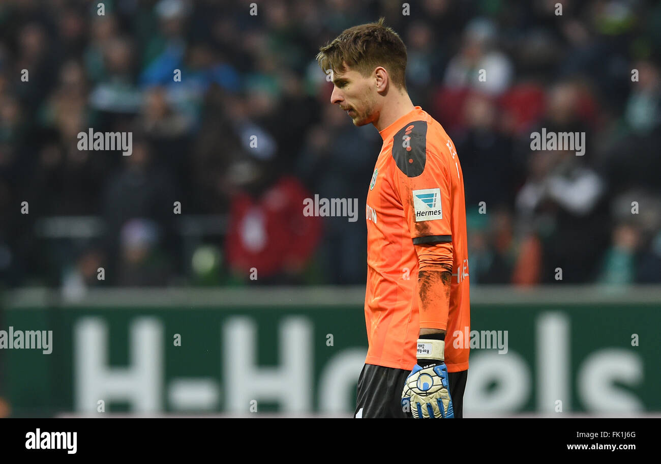 Hannover's goalkeeper Ron-Robert Zieler reacts after the German ...