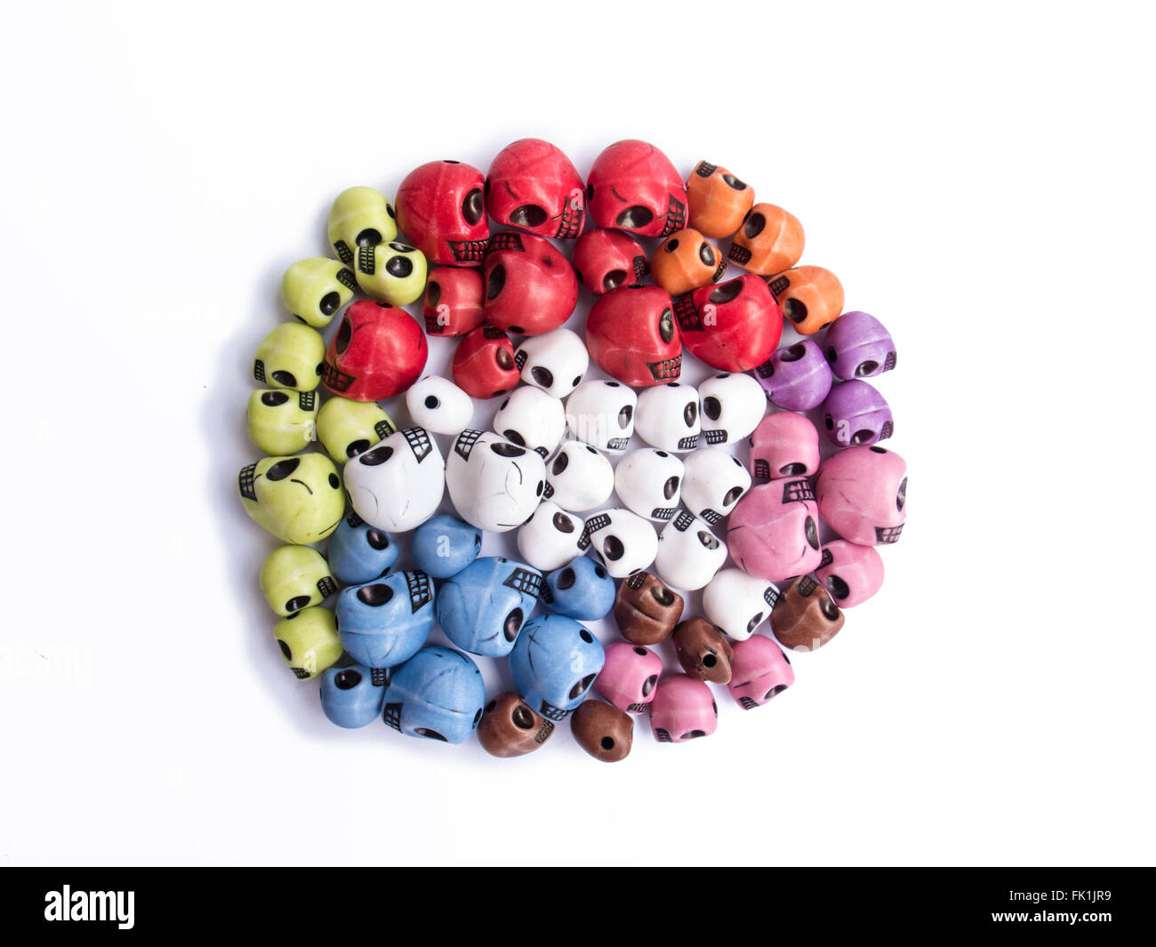 Background for medical statistics of multi-colored skulls, blue, red ...