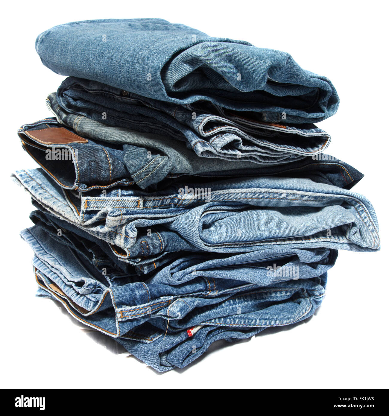 Stack old blue denim Cut Out Stock Images & Pictures - Alamy