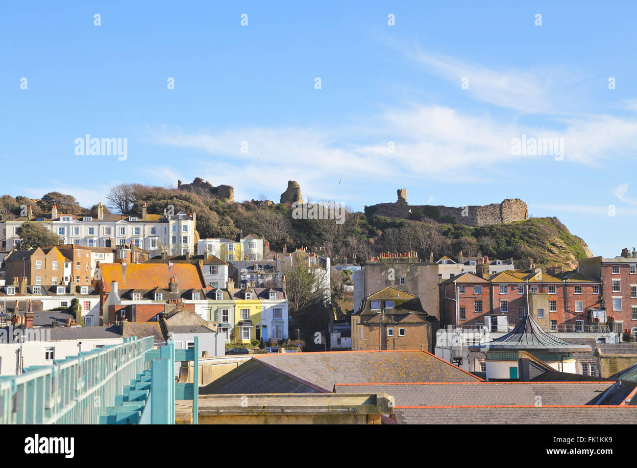 The ruins of Hastings Castle, built by William the Conqueror, on the ...