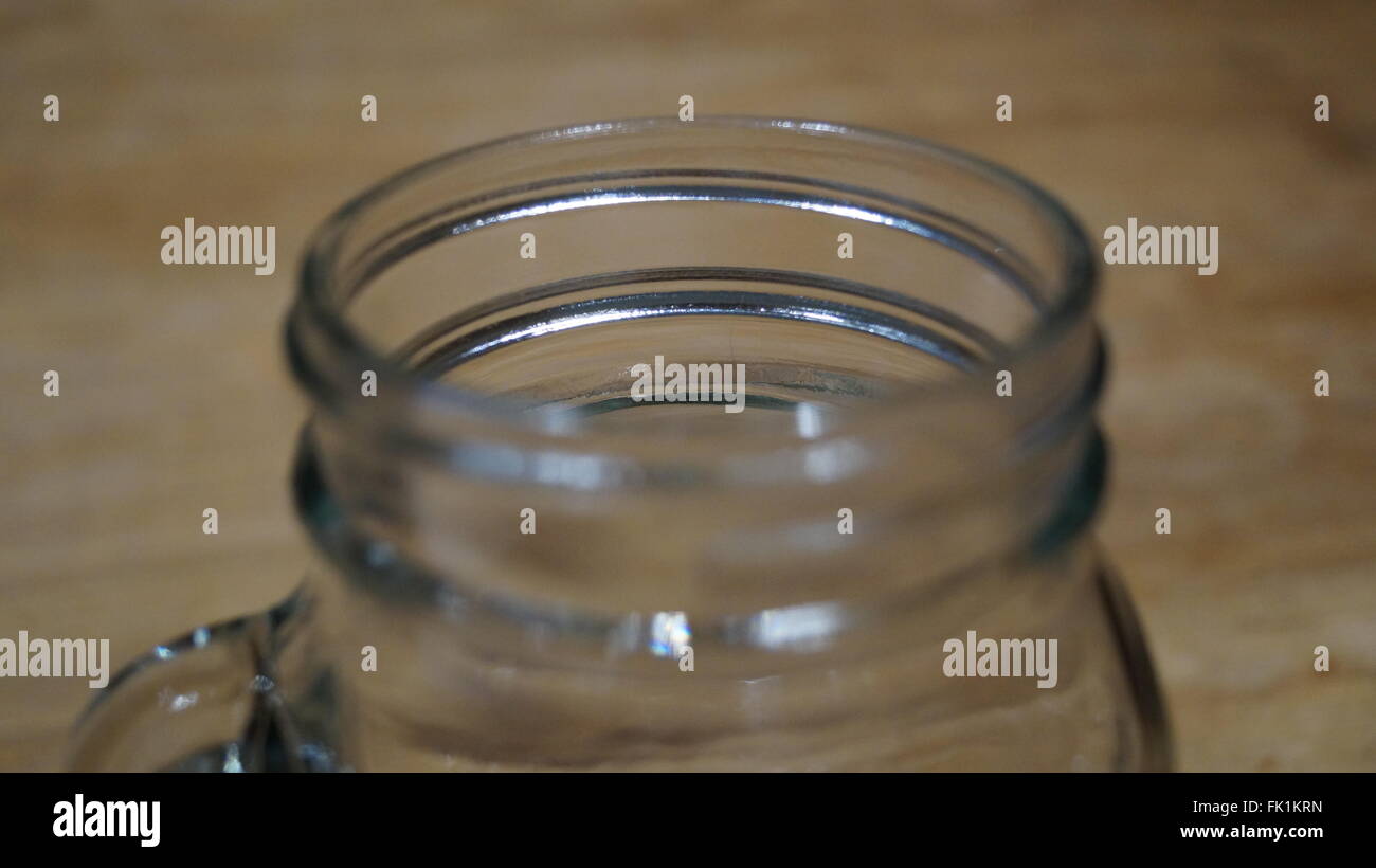 Close up of rim of jam jar drinking glass Stock Photo - Alamy