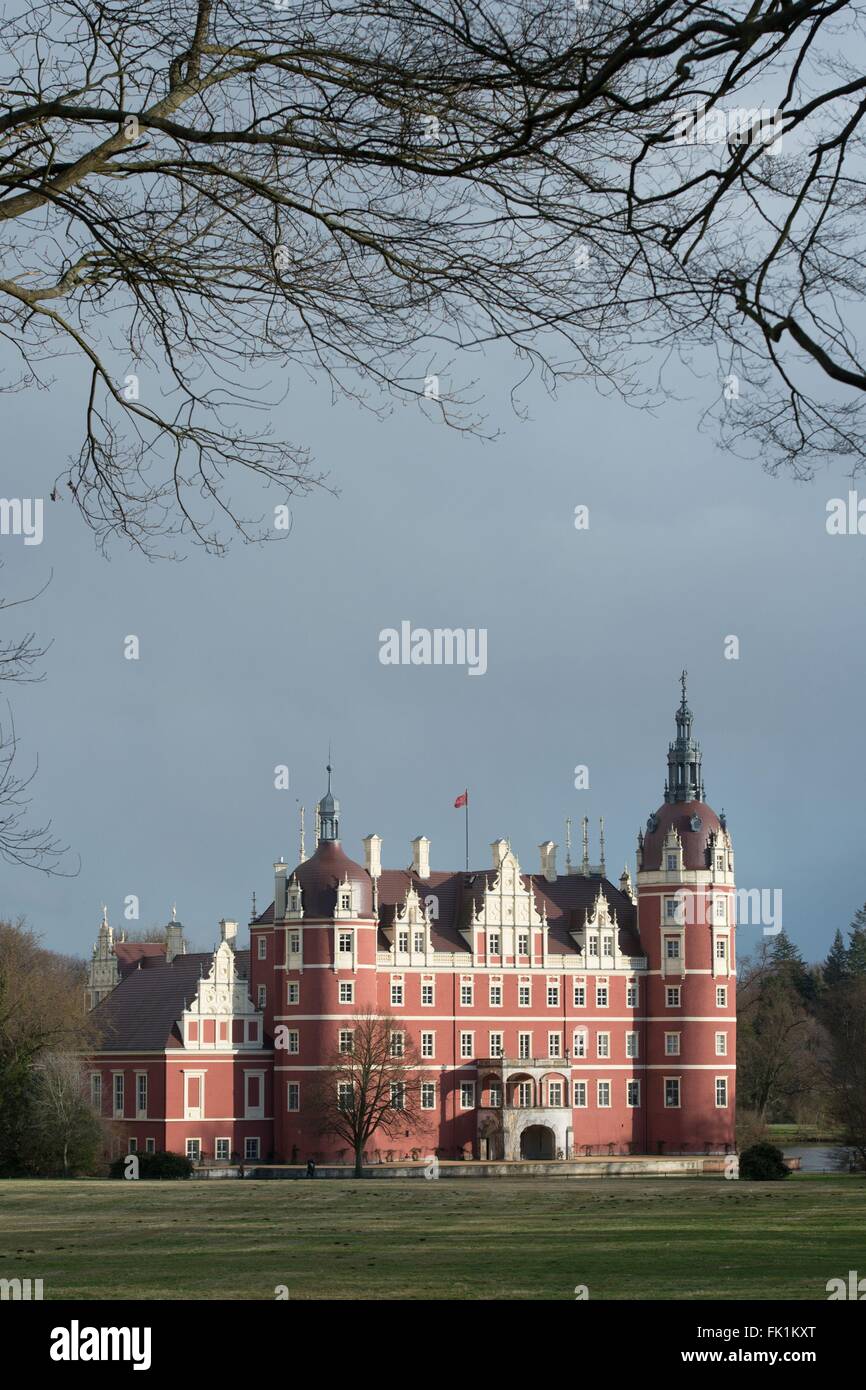The castle built in 1520 located in Muskau Park in Bad Muskau, Germany ...