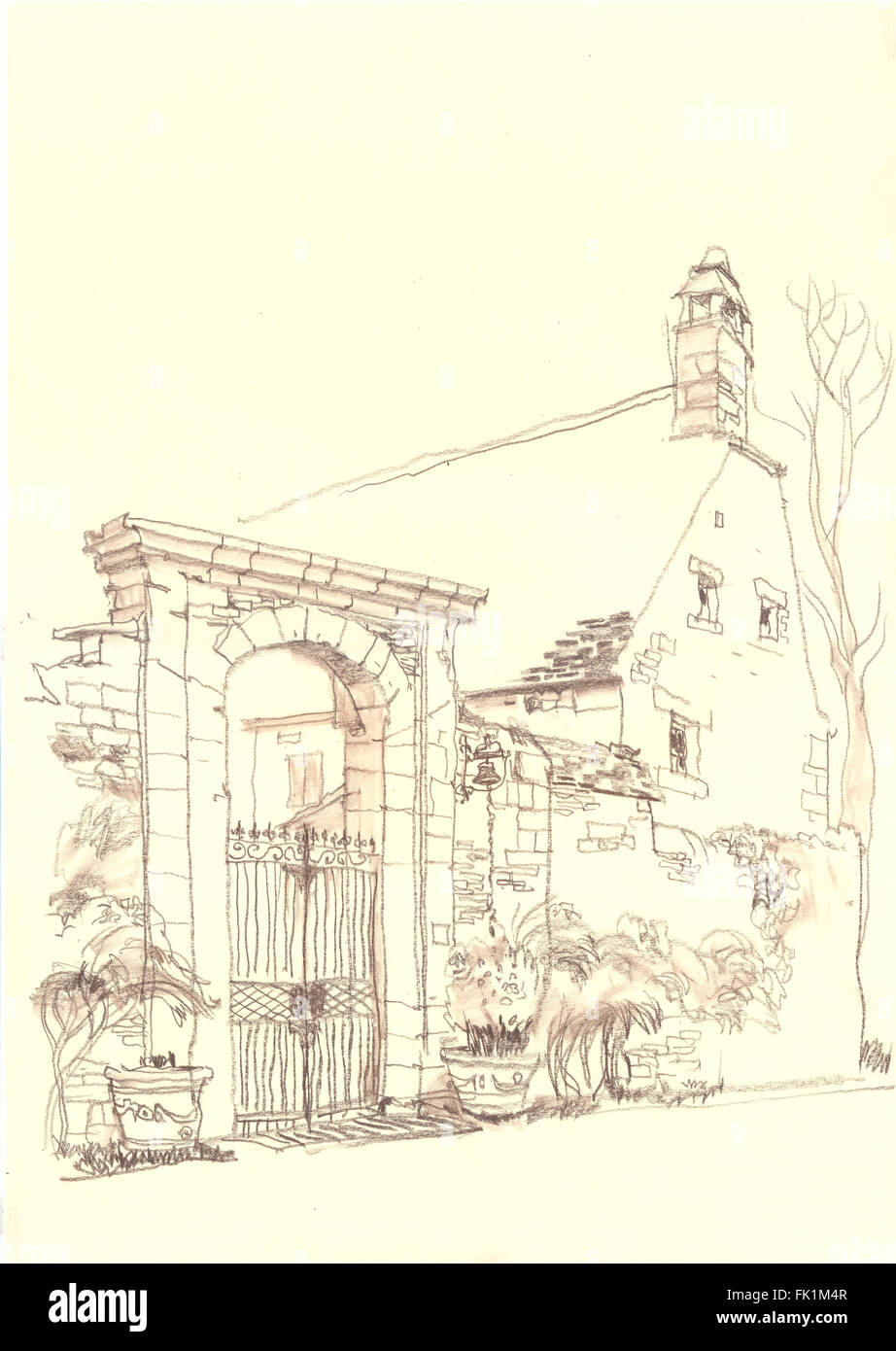 Old gate at the provincial European street Stock Photo - Alamy