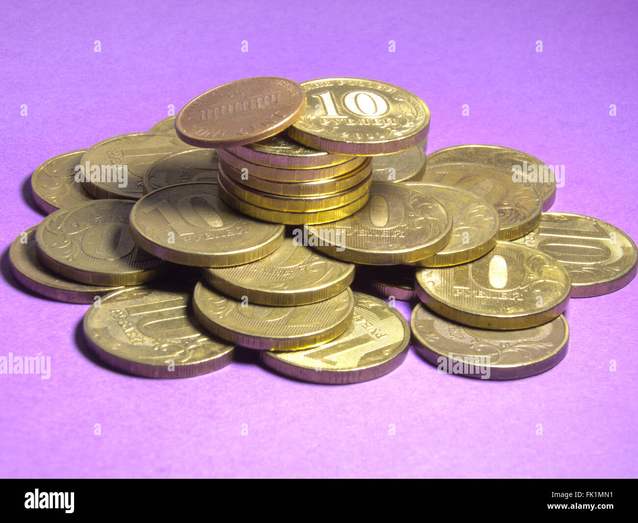 a tower of small coins Stock Photo - Alamy