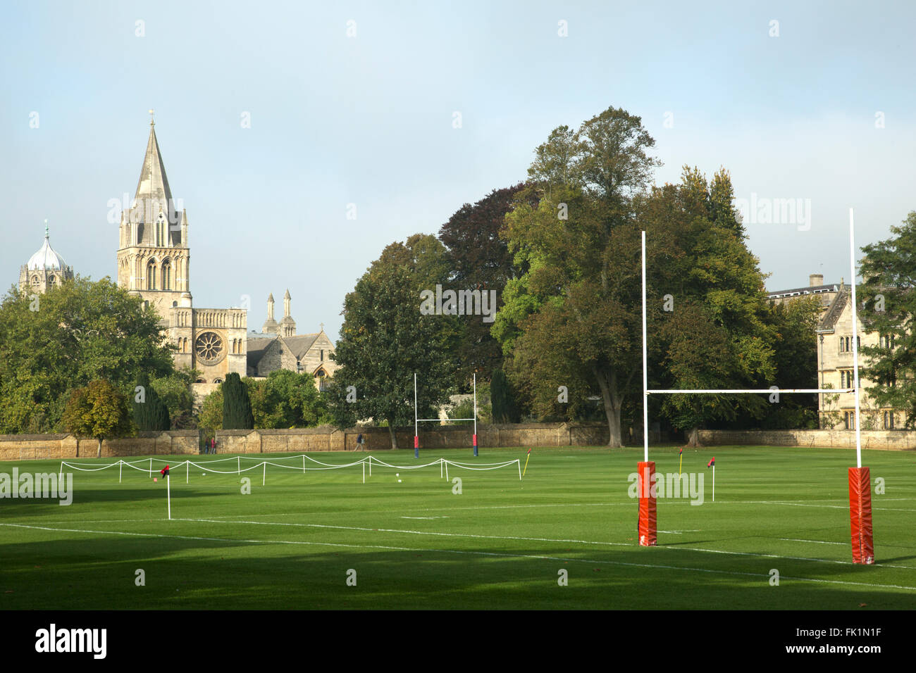 Magdalen College School rugby pitch in Christ Church Meadow Stock Photo ...