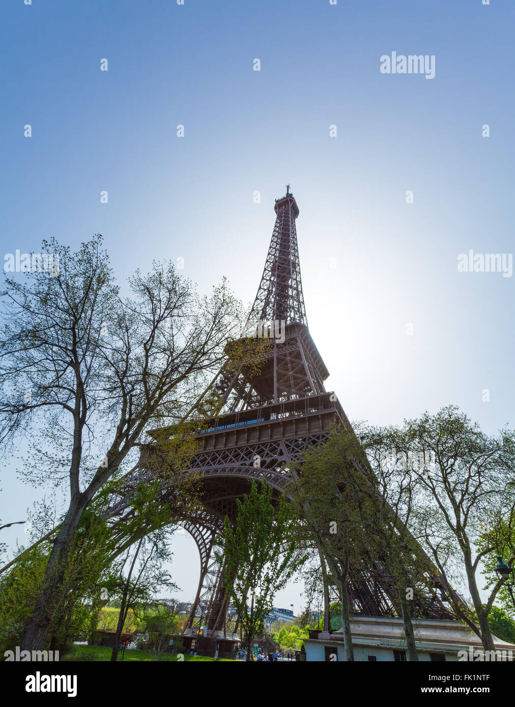 Wide-angle upward view of Eiffel Tower, Paris, France Stock Photo - Alamy