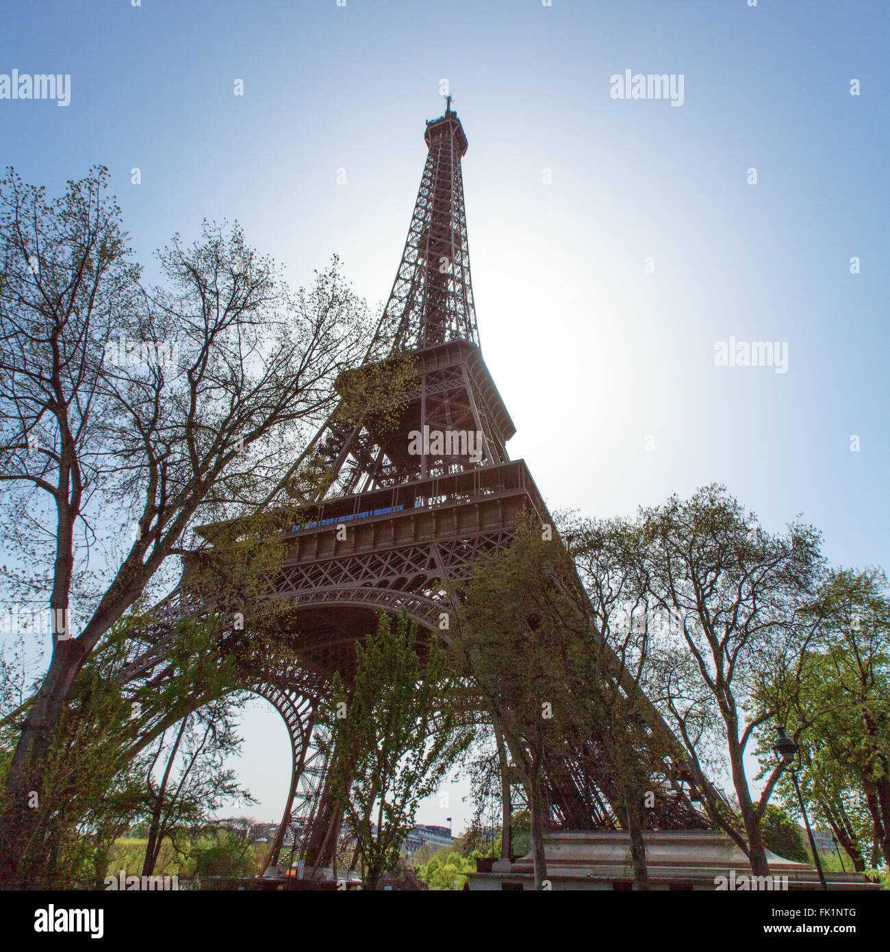 Wide-angle upward view of Eiffel Tower, Paris, France Stock Photo - Alamy