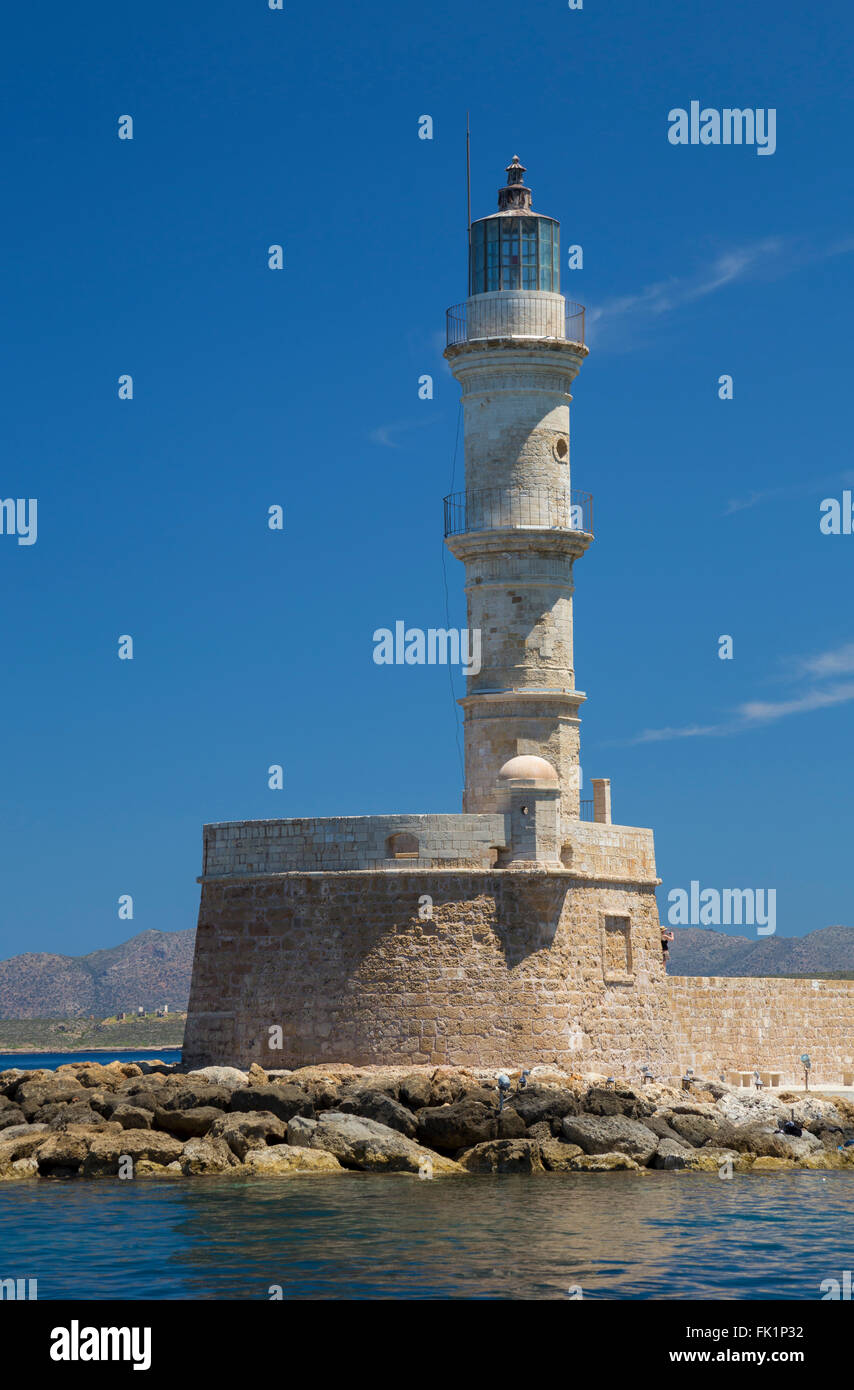 The Lighthouse at Chania Harbour, Crete, Greece Stock Photo - Alamy