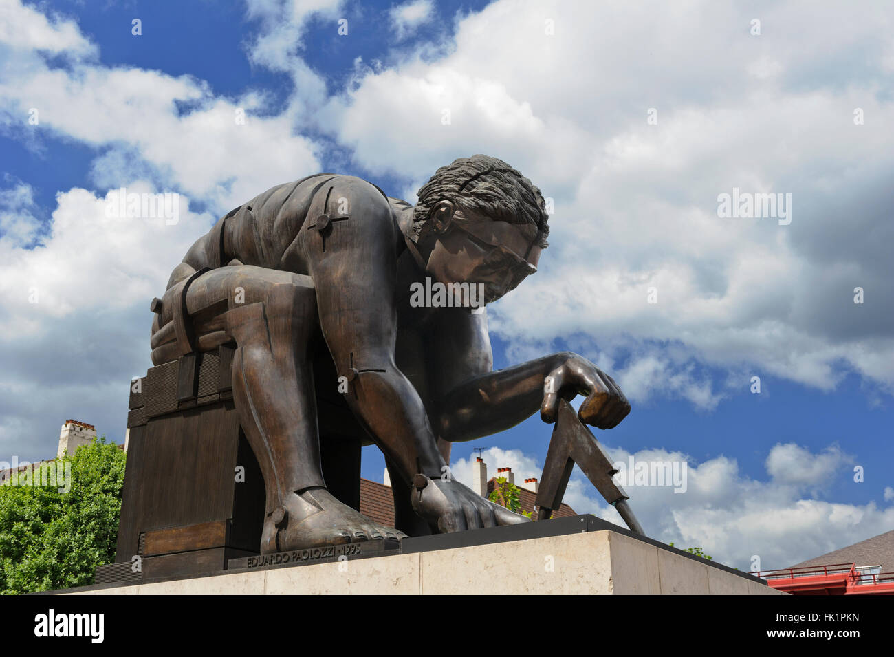 A huge bronze sculpture of Isaac Newton is based on a 1795 engraving by ...