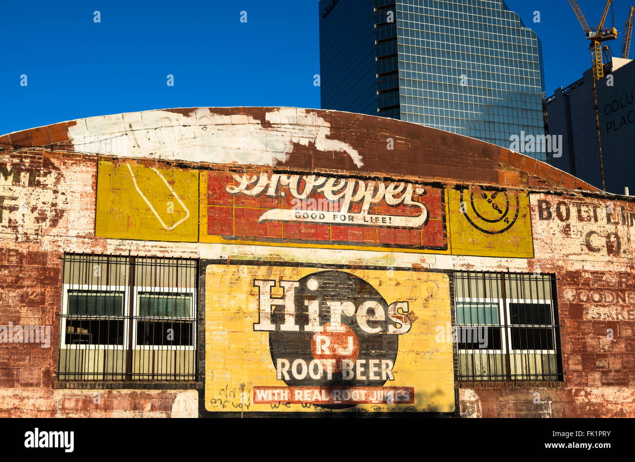 Old murals on the side of a building. Downtown San Diego, California ...