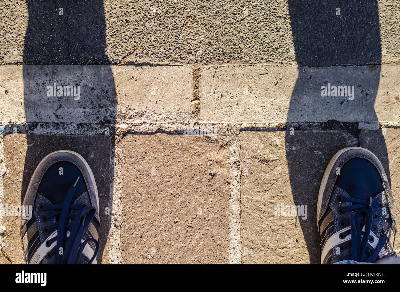 I am blocked, two feet blocked before cross the line. symbol of the ...