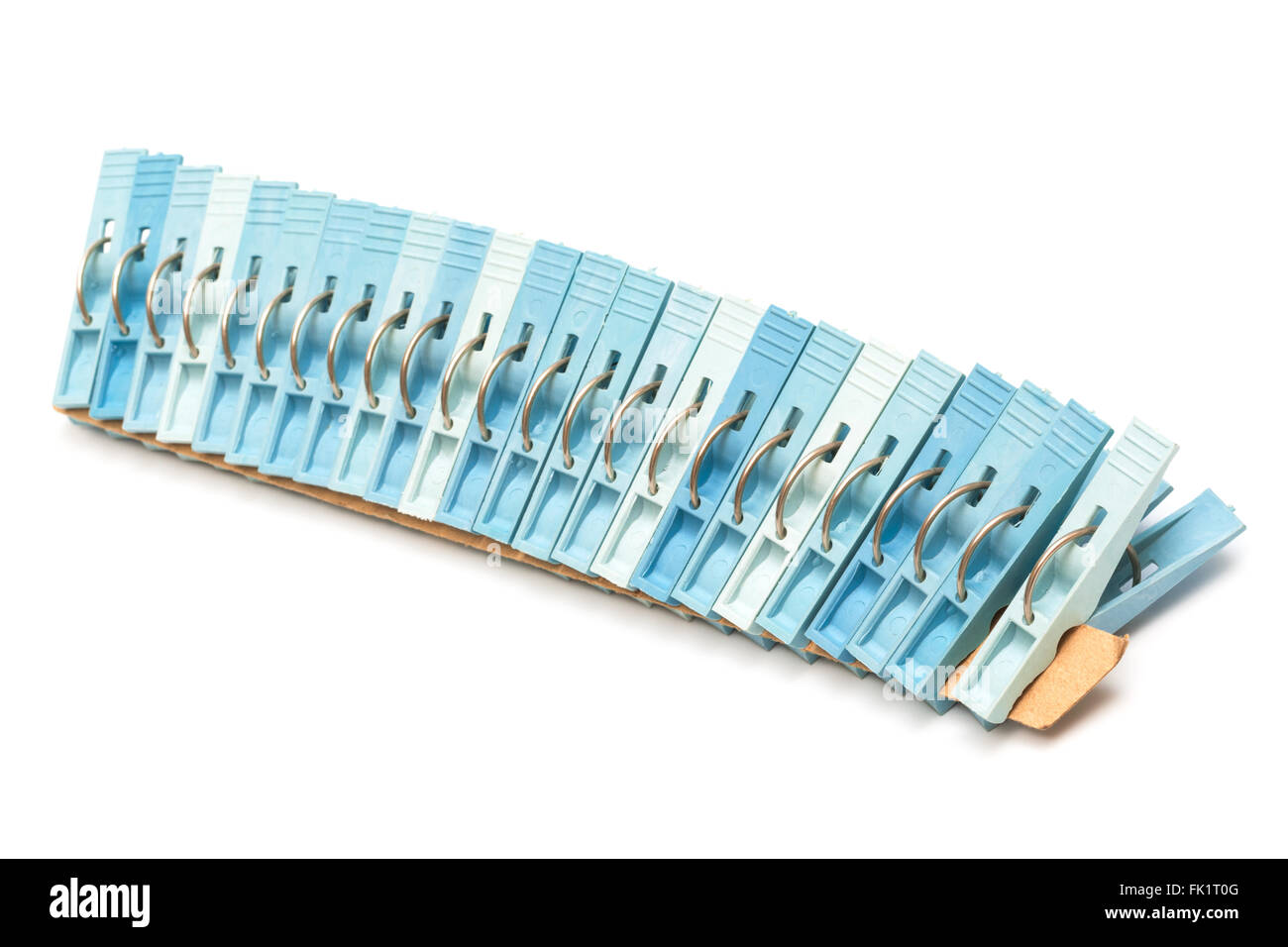 set of blue clothespin on a white background Stock Photo - Alamy