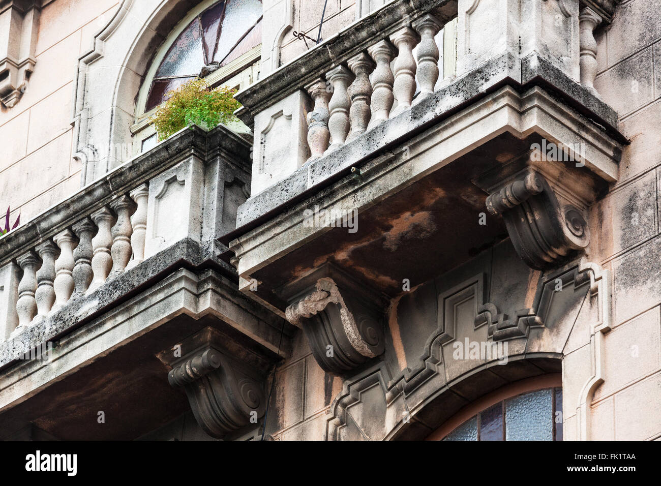 balcony of the old building close up Stock Photo - Alamy