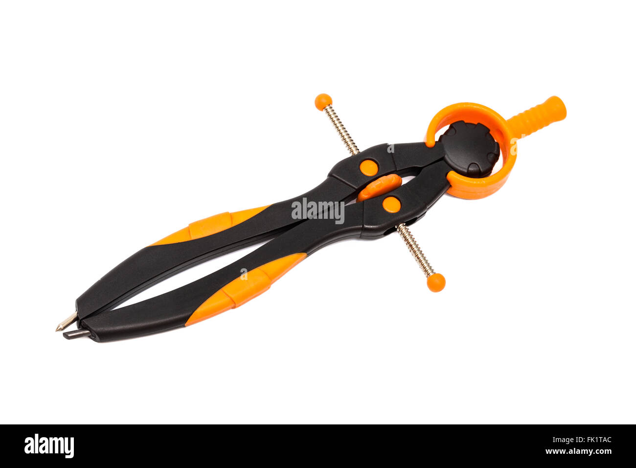 Modern orange compasses on a white background Stock Photo - Alamy