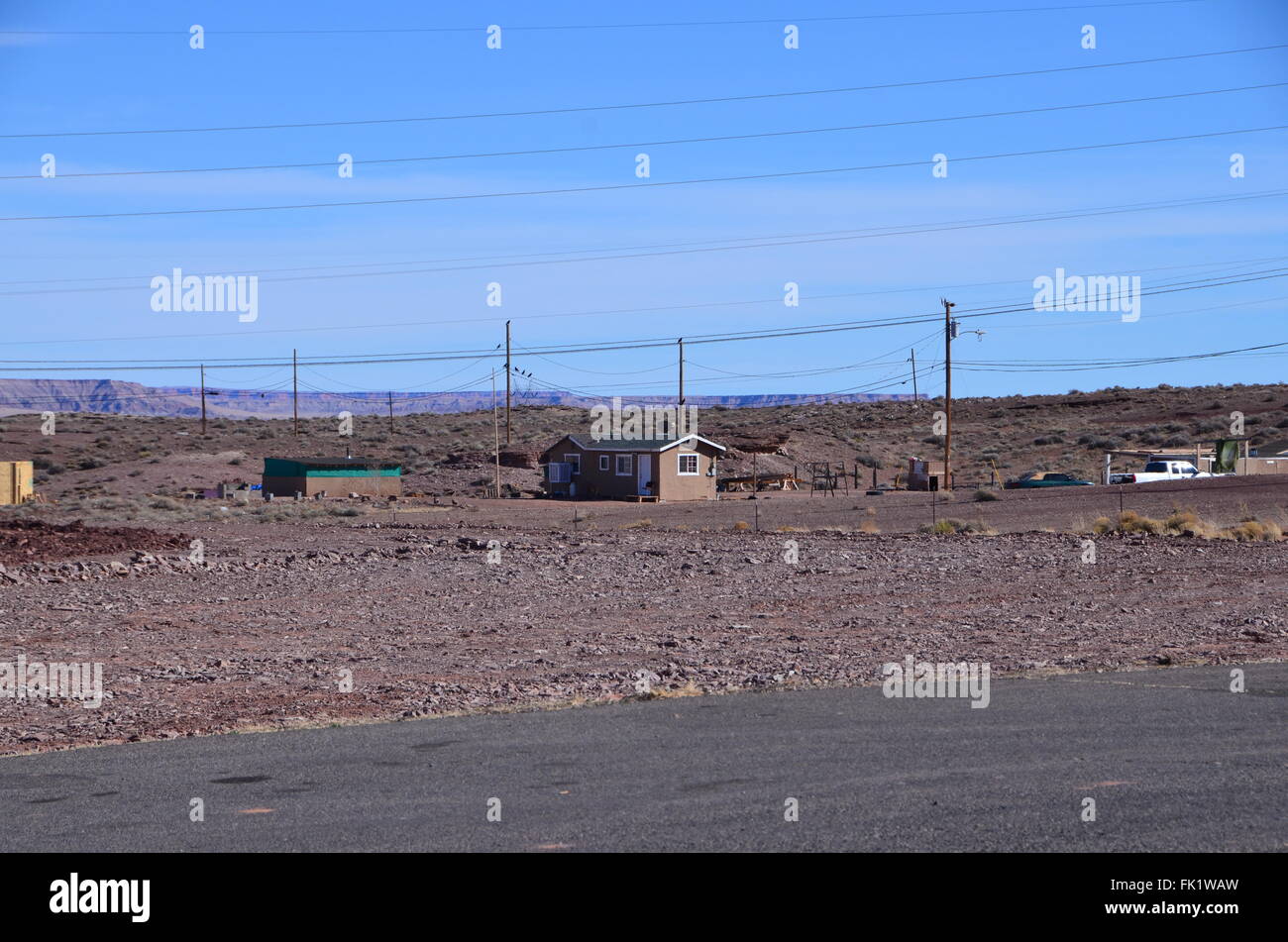 navajo reservation arizona indian housing desert shacks car scrubland ...