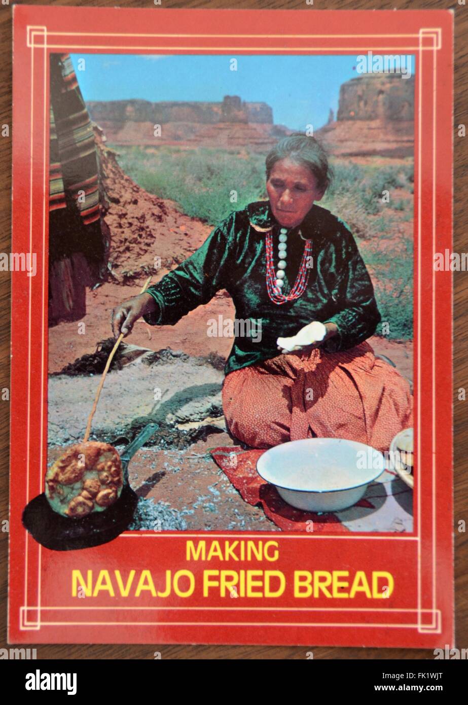 Vintage postcard showing Native American woman making Navajo fried ...