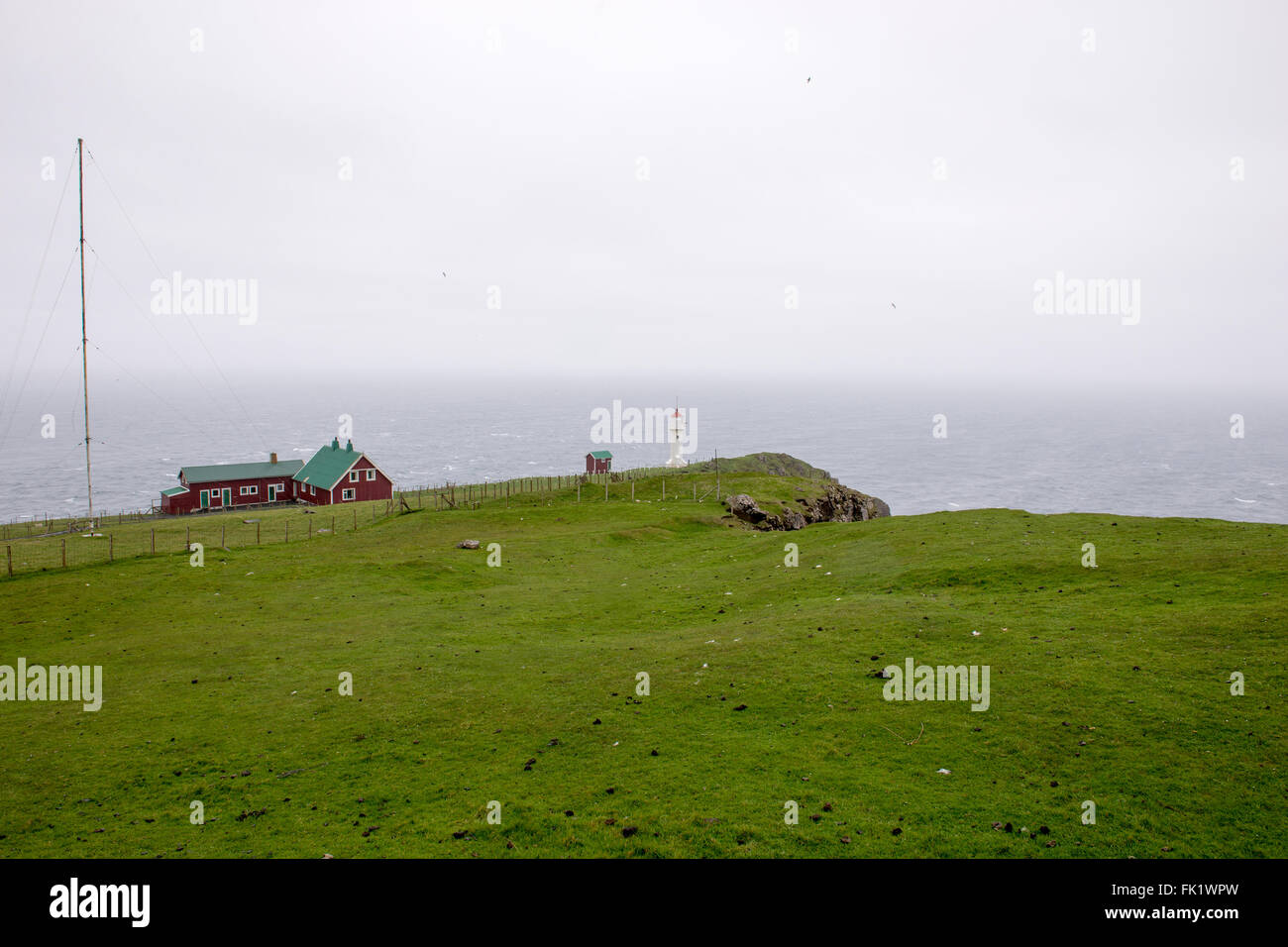 Landscape on the Faroe Islands with lighthouse at Akraberg on the ...