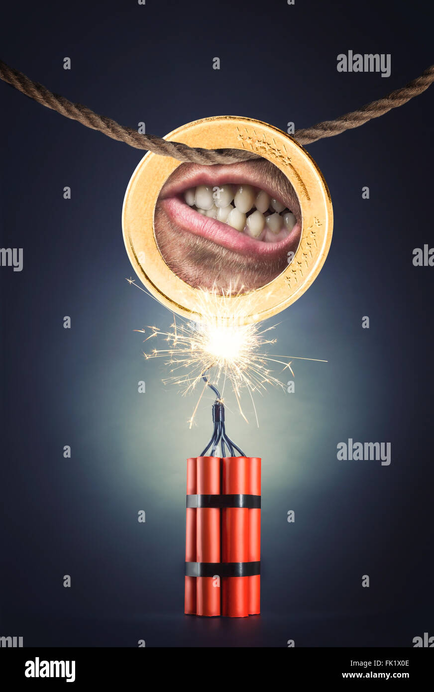 Human mouth in the coin Stock Photo - Alamy