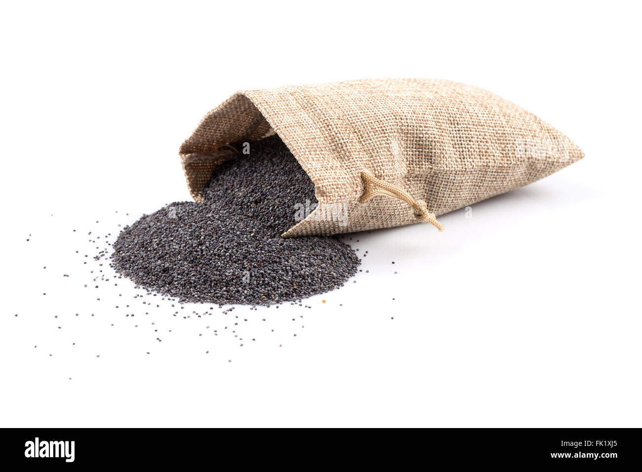 poppy seeds in a sack on a white background Stock Photo - Alamy