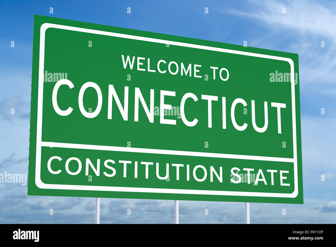 Welcome to Connecticut state concept on road sign Stock Photo - Alamy
